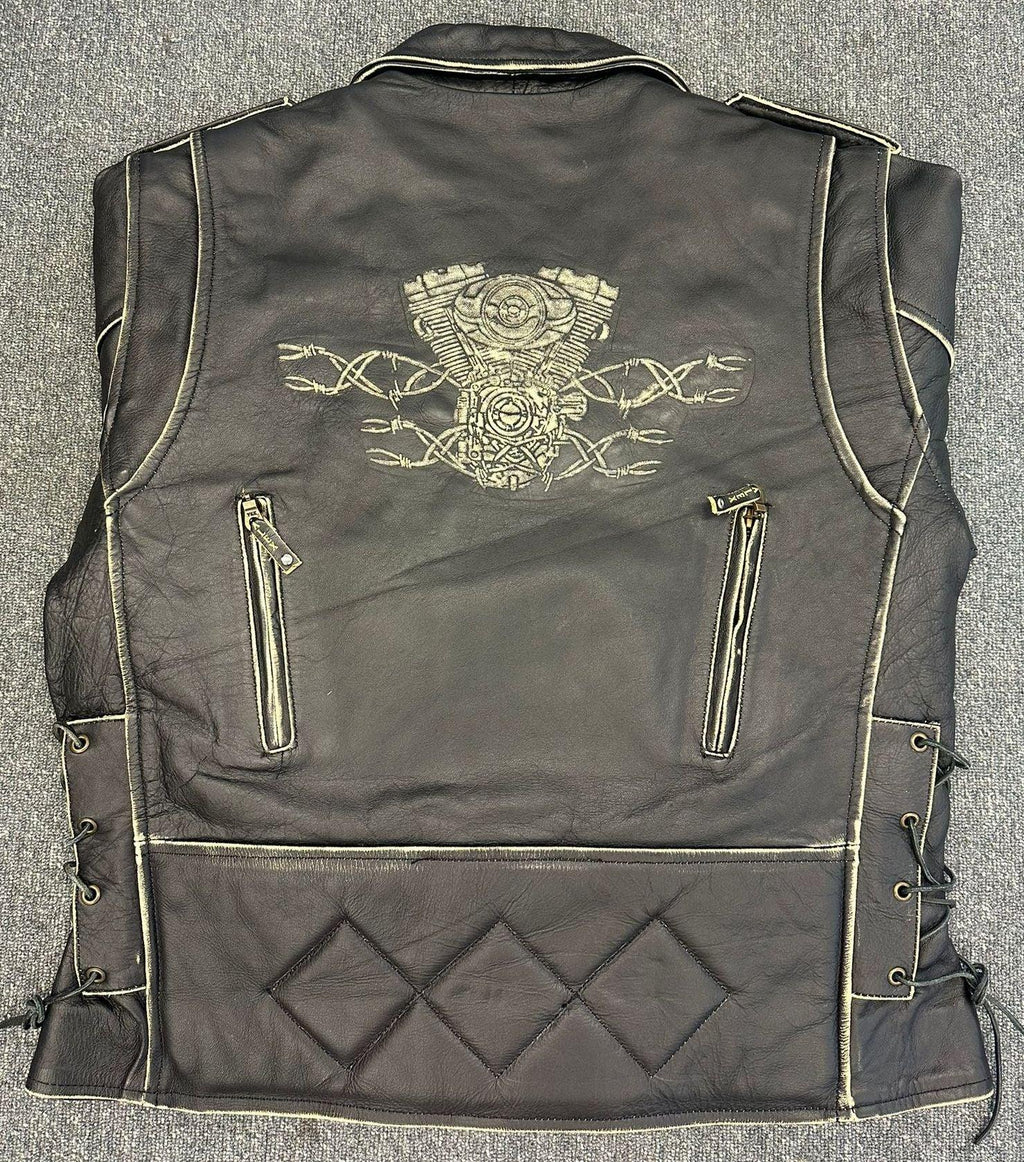 Black Twin Engine Biker Leather Jacket – Vintage Leather