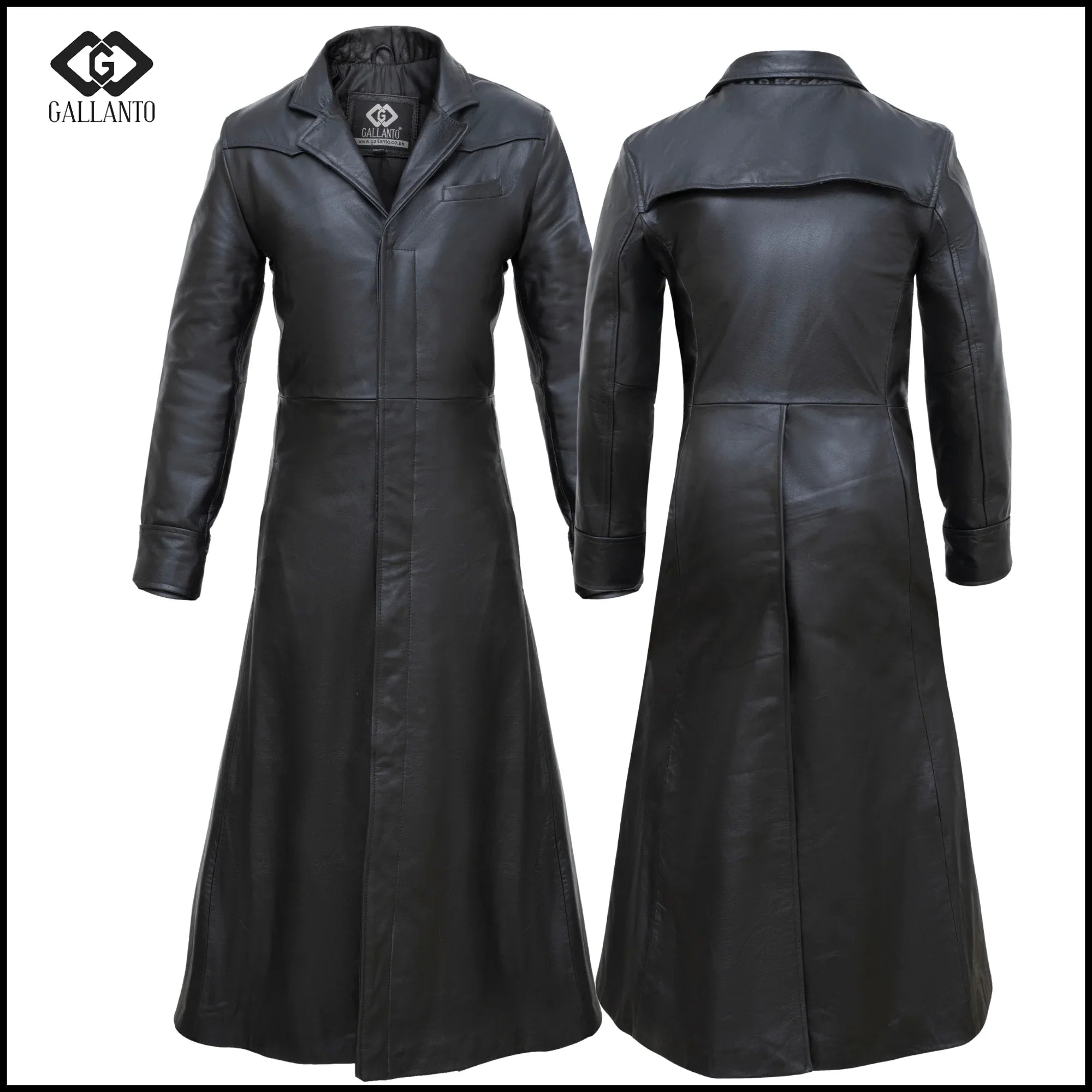 Matrix Neo Black Leather Trench Long Coat - Men's Long Trench Coat Got ...