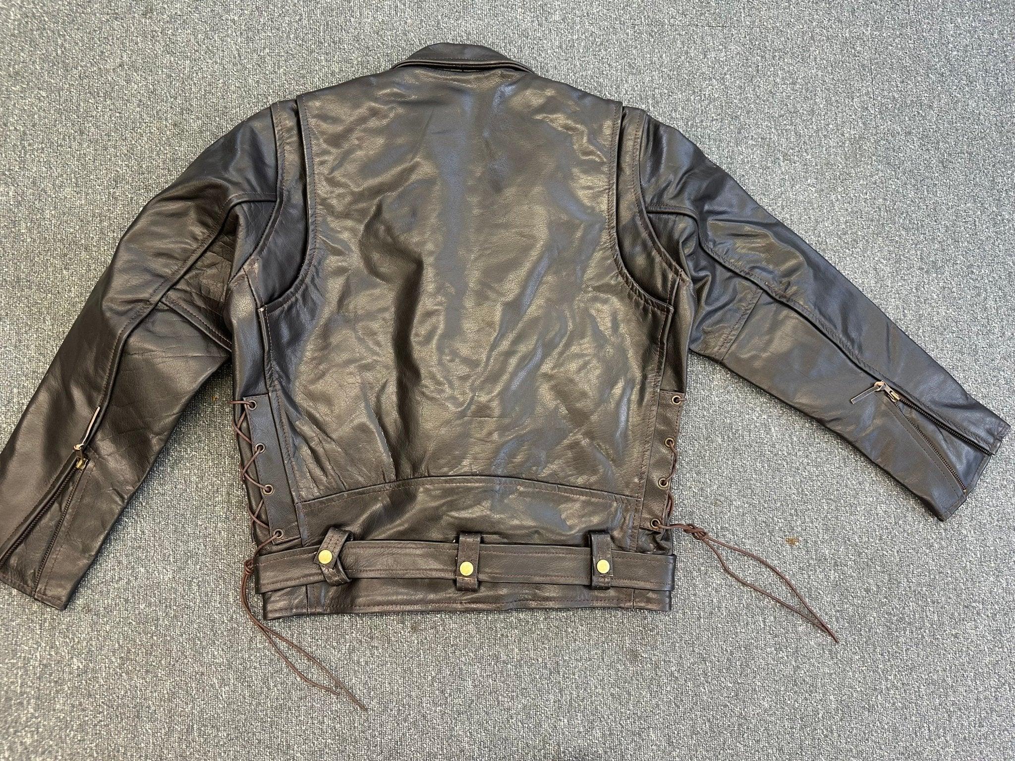 Men's BrownLeather Brando Motorcycle Riders Jacket Full Belt – Vintage ...