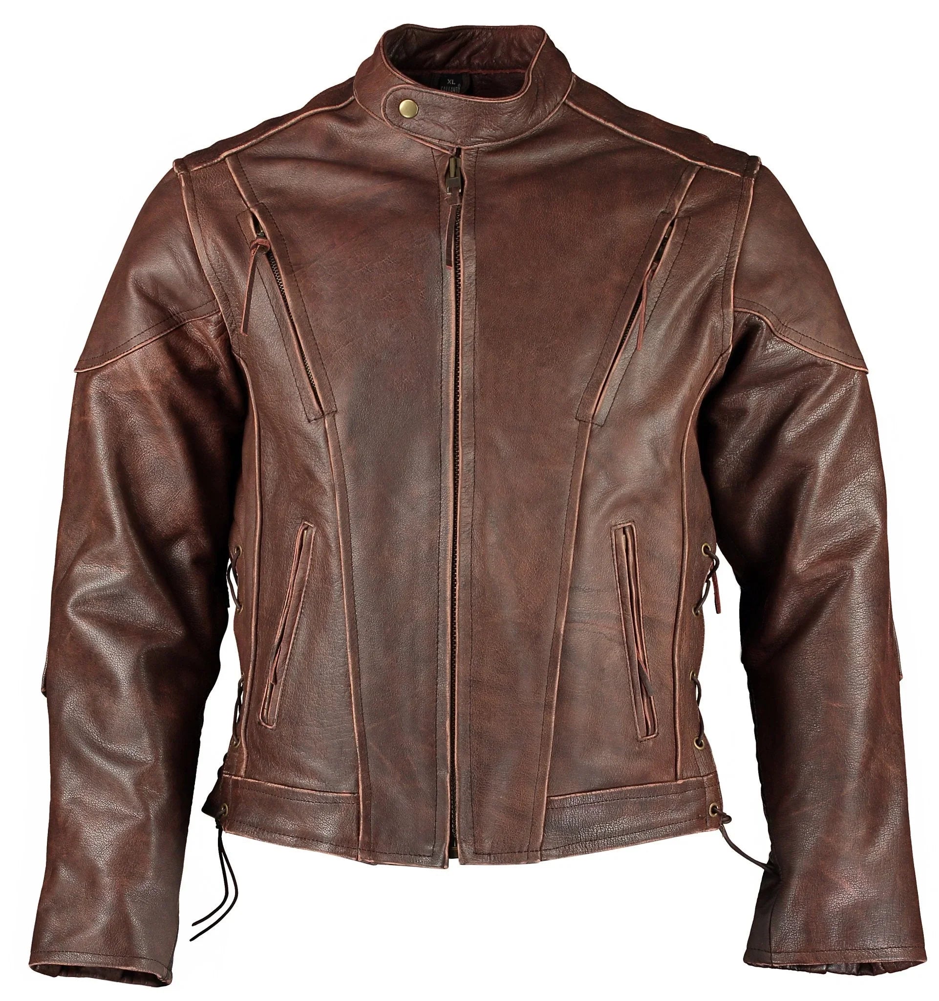 Speedster Retro Brown Cruiser Vented Biker Distressed Leather Jacket M ...
