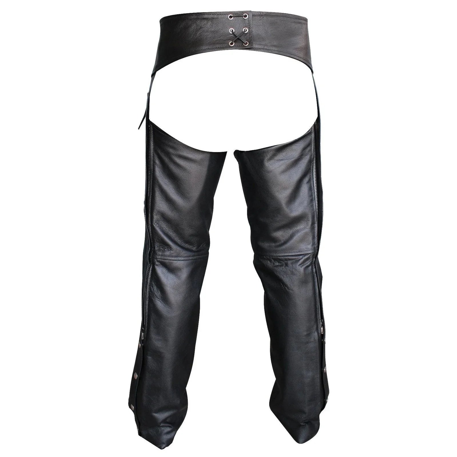 Black Classic Motorcycle Unisex Cowhide Leather Riding Chaps – Vintage ...