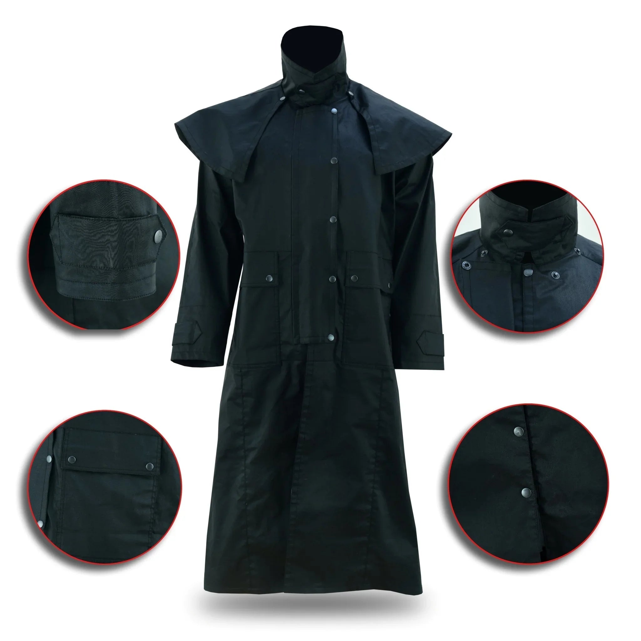 Gallanto Black Unisex Duster Waterproof Long Coat for All-Weather Prot ...