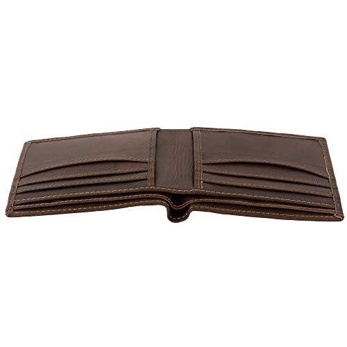 Mens Bifold Wallet with Card Holders RFID Protected Genuine Leather with Gift Box