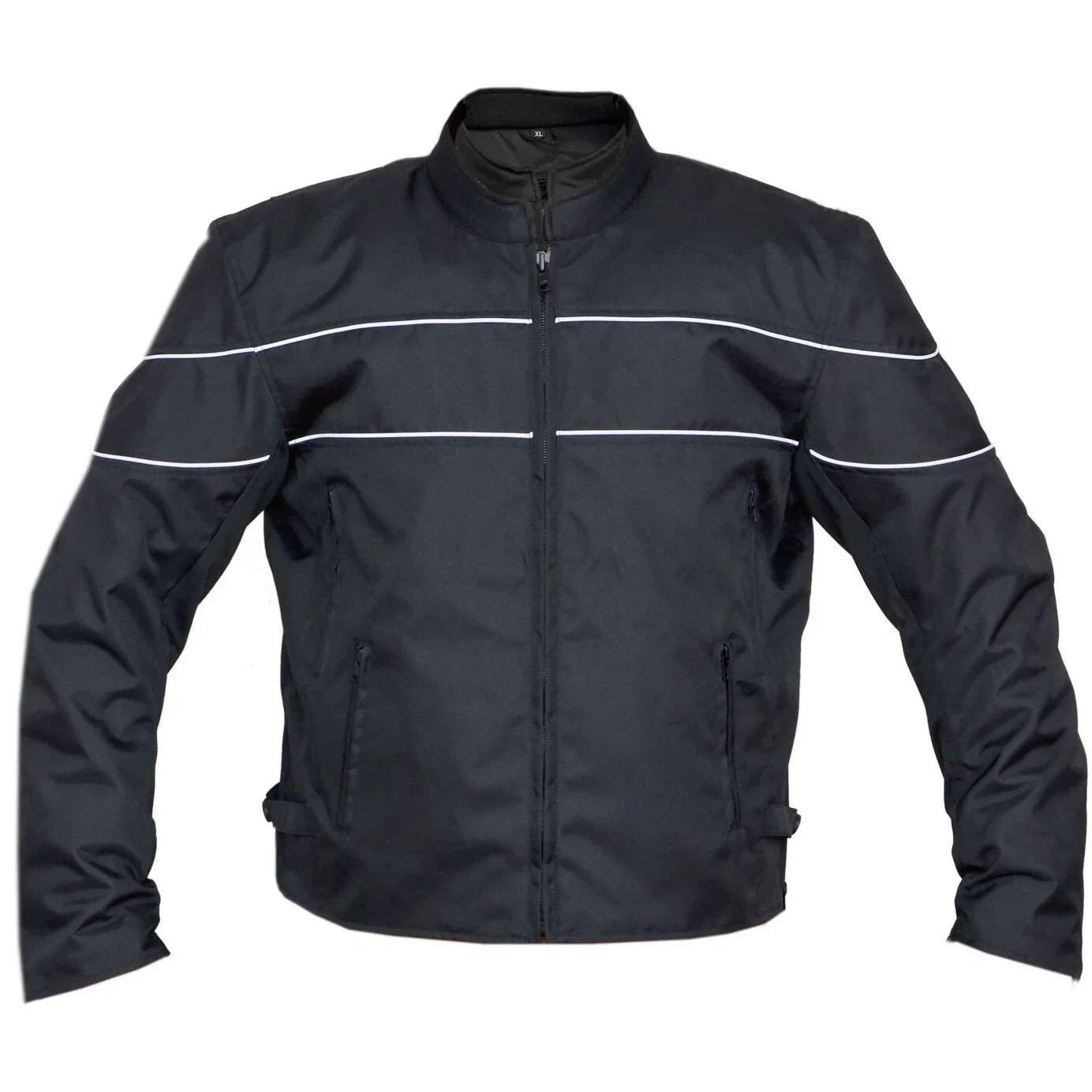 Mens Flaming Skull Armored Black Textile Motorcycle Biker Jacket ...