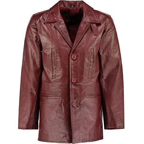 Men's Max Payne Wine Red Leather Coat – Vintage Leather