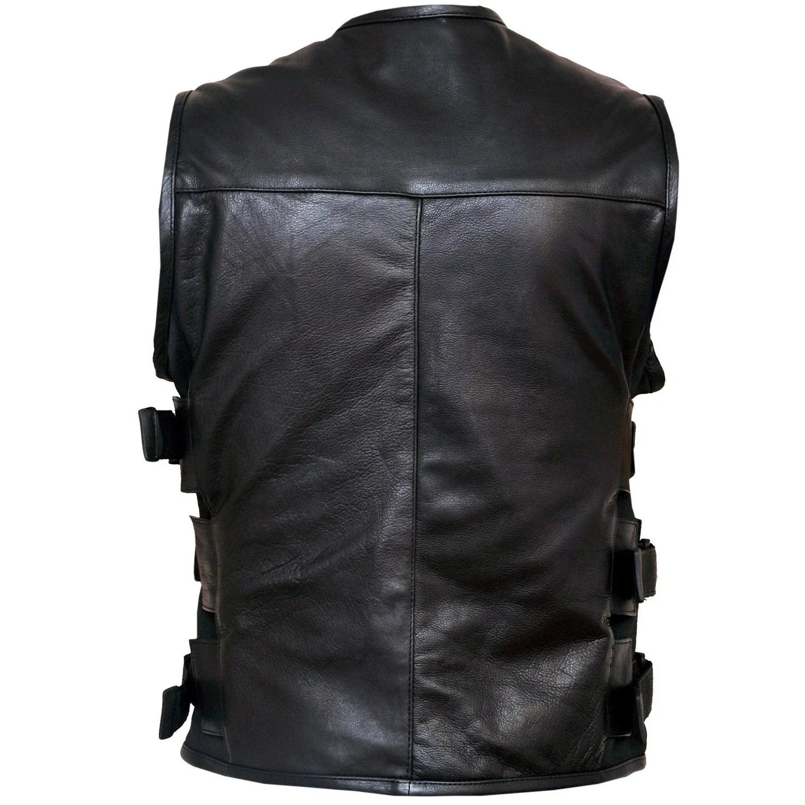 Premium Cowhide SWAT Leather Motorcycle Vest Adjustable Fit – Vintage ...