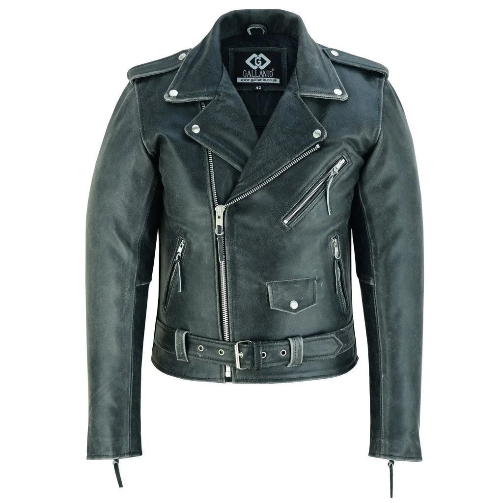 Terminator Mens Premium Stonewash Leather Marlon Brando Biker Motorcyc ...