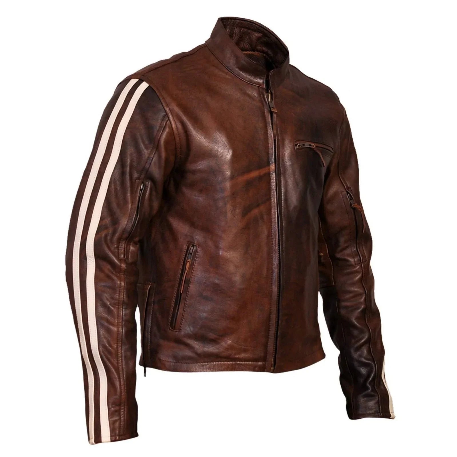 Tivoli Retro Brown Cruiser Removable Armour Leather Jacket – Vintage ...